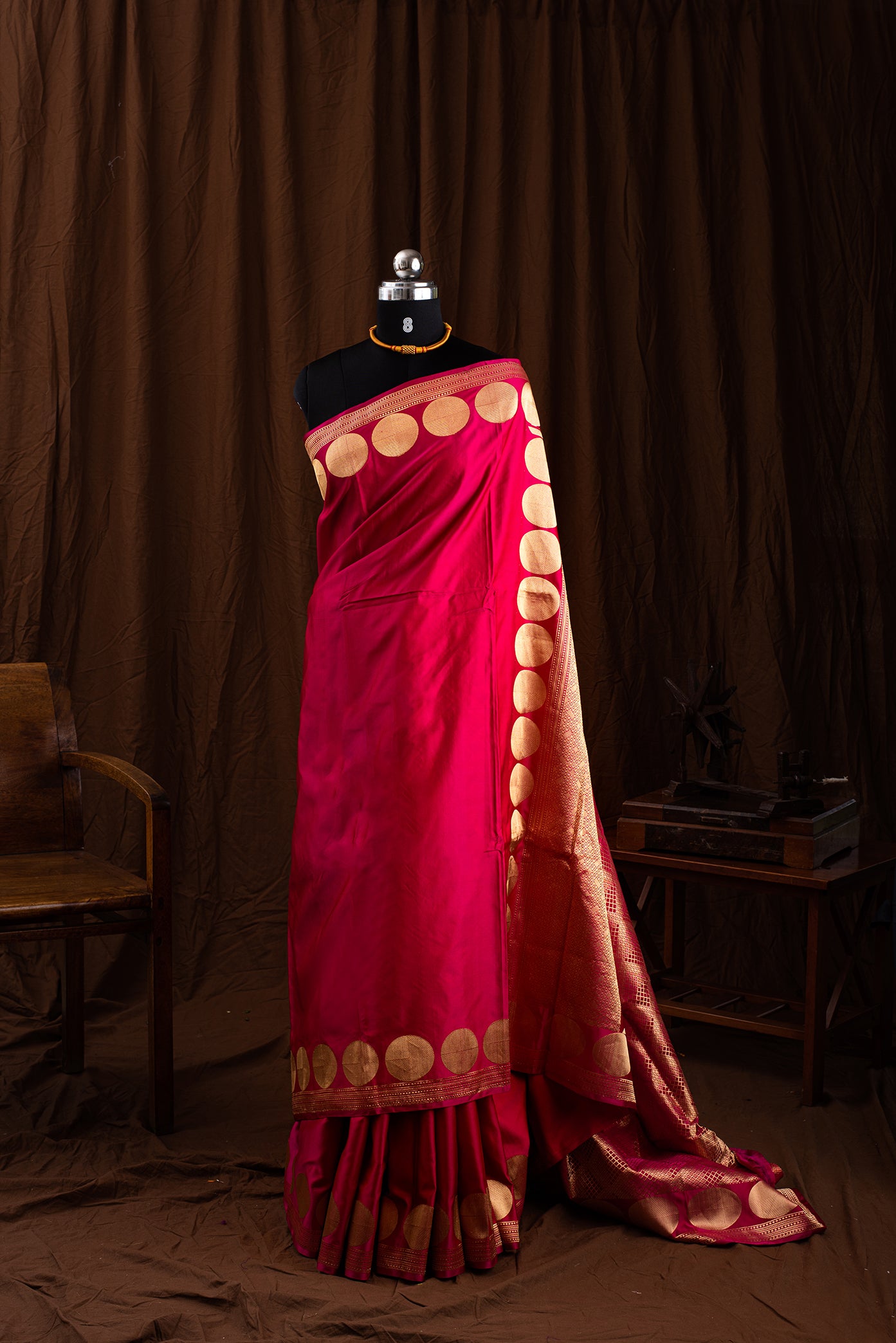 Bright Pink Mashru Silk Benarasi Saree – Tif Label