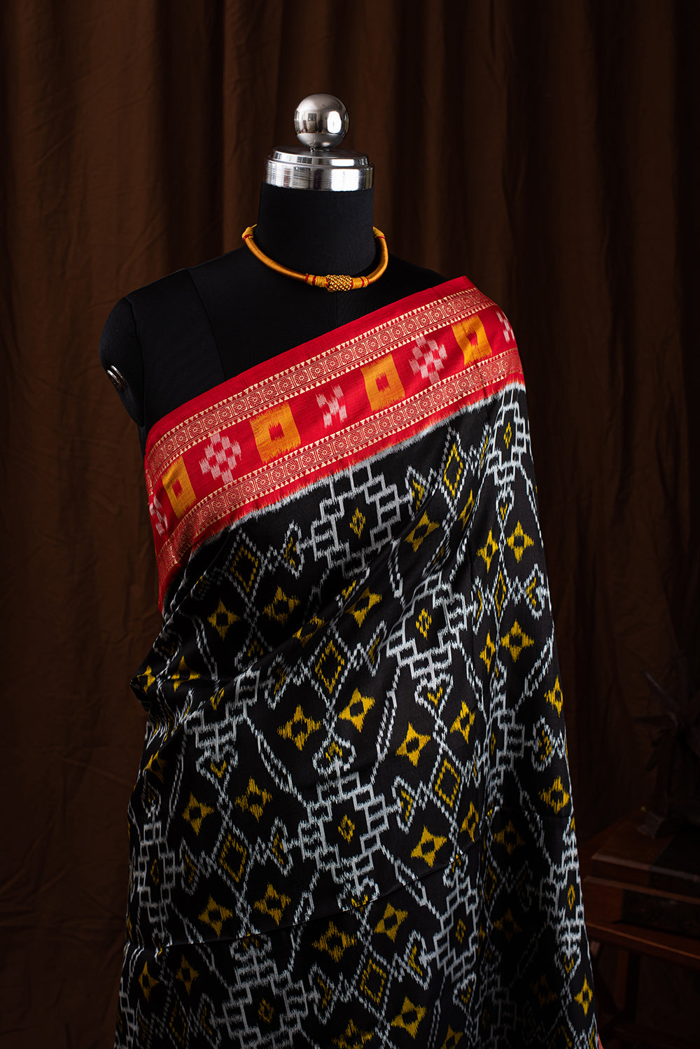 Red & Black Odisha Silk Saree – Tif Label